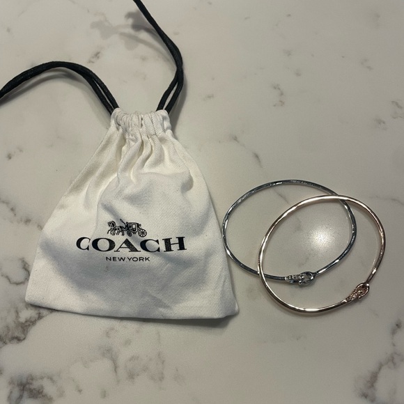 Coach | Jewelry | Coach Metallic Silver And Rose Gold Bangles Signature ...